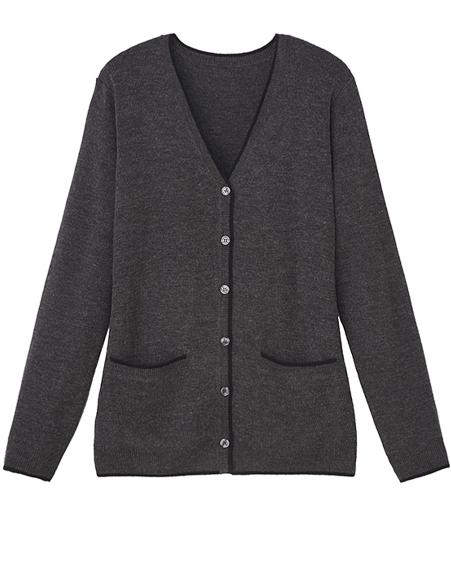 【ライン・ニット】レディスVネックカーディガン | ユニフォーム総合メーカーのサーヴォ公式通販スタイルイスト